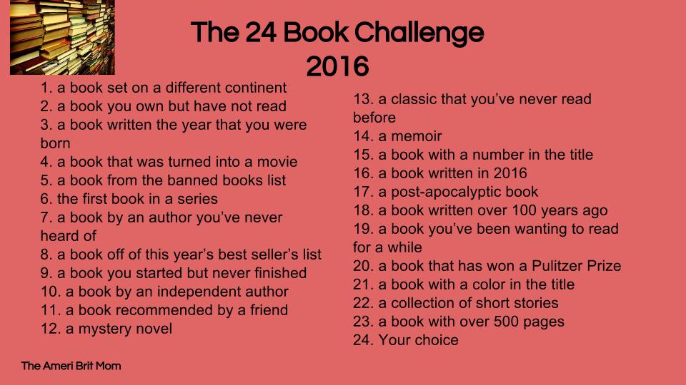 24 Book Challenge – The Ameri Brit Mom